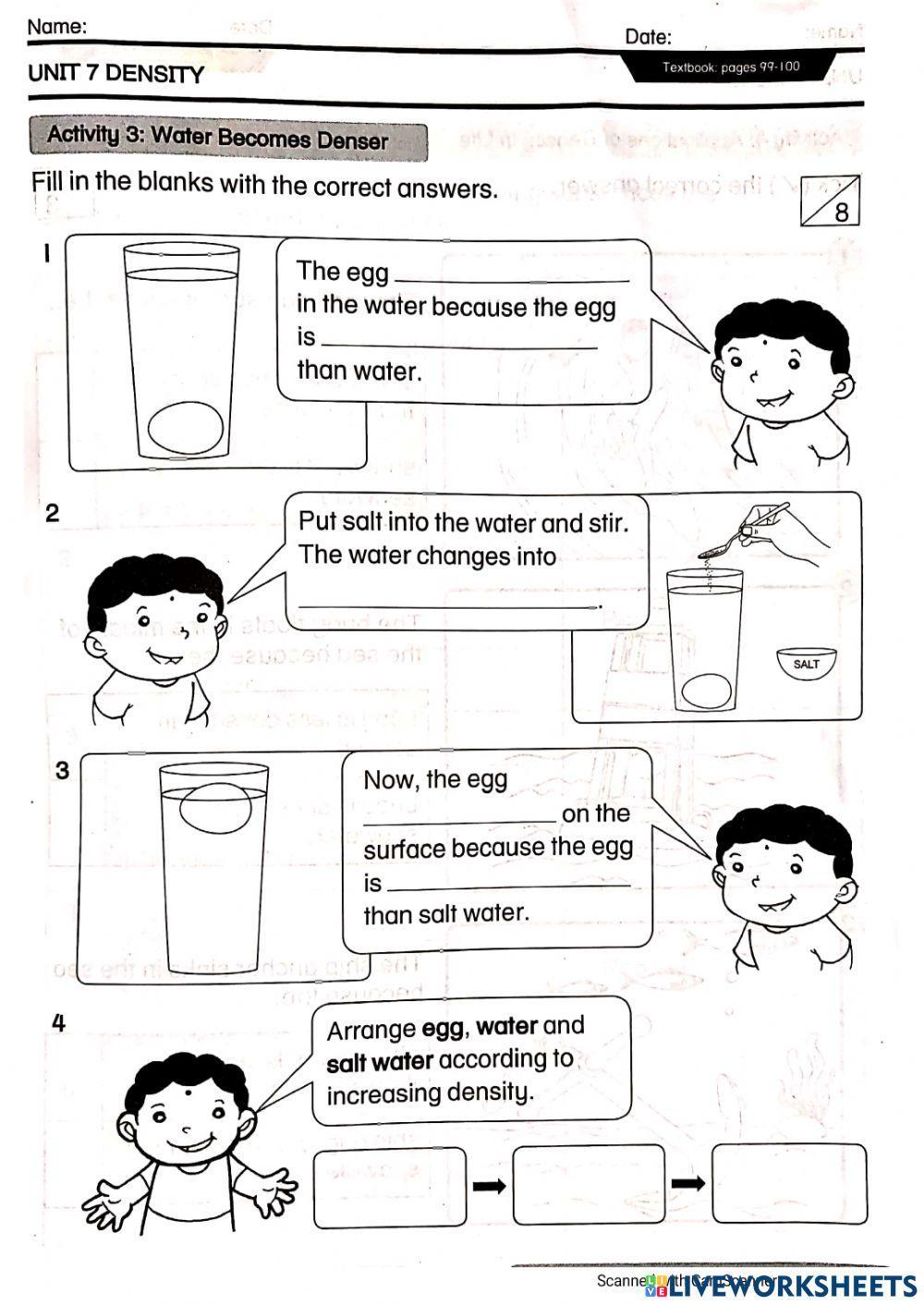 density worksheet ks3