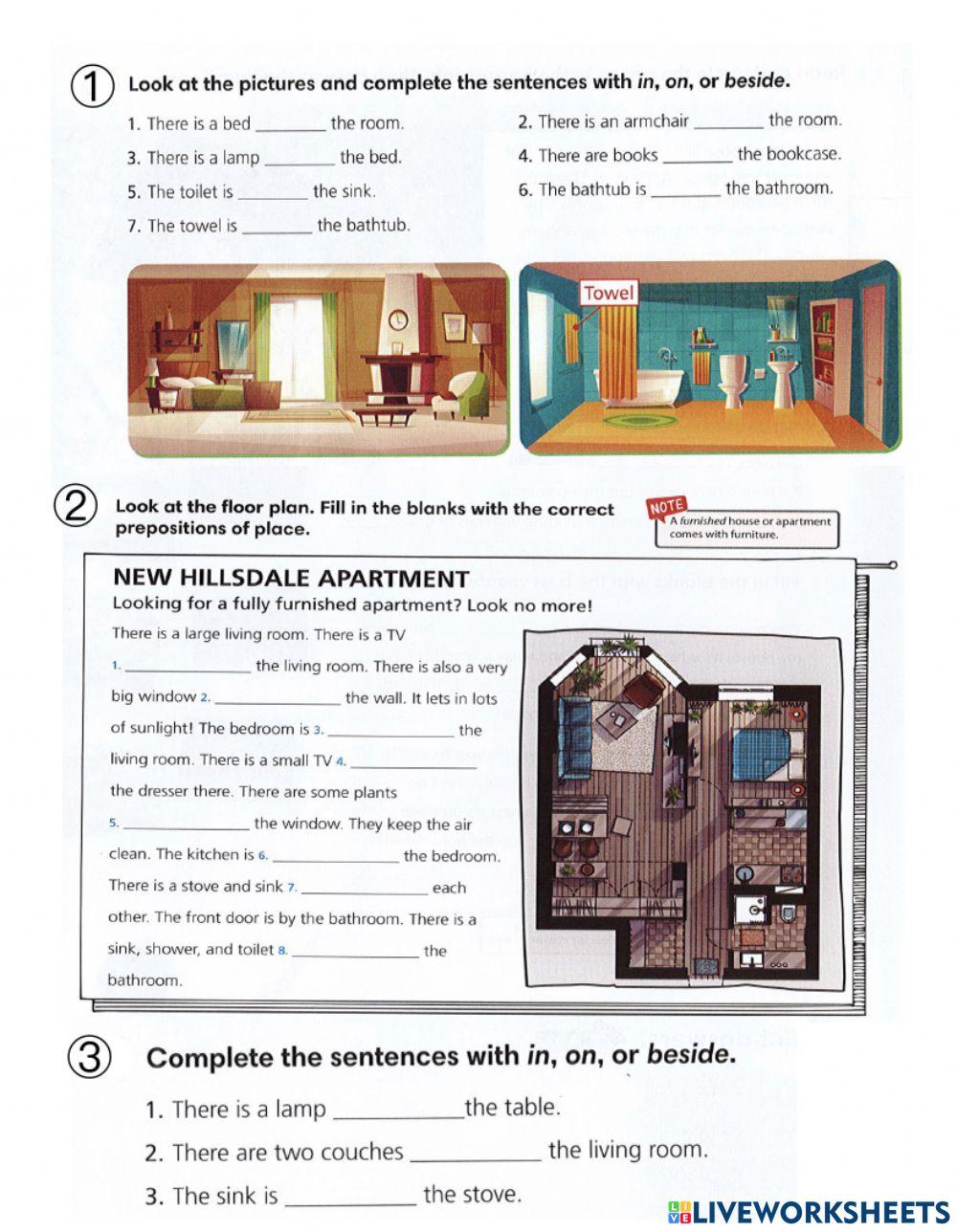 Place Preposition online activity for Grade 7 | Live Worksheets