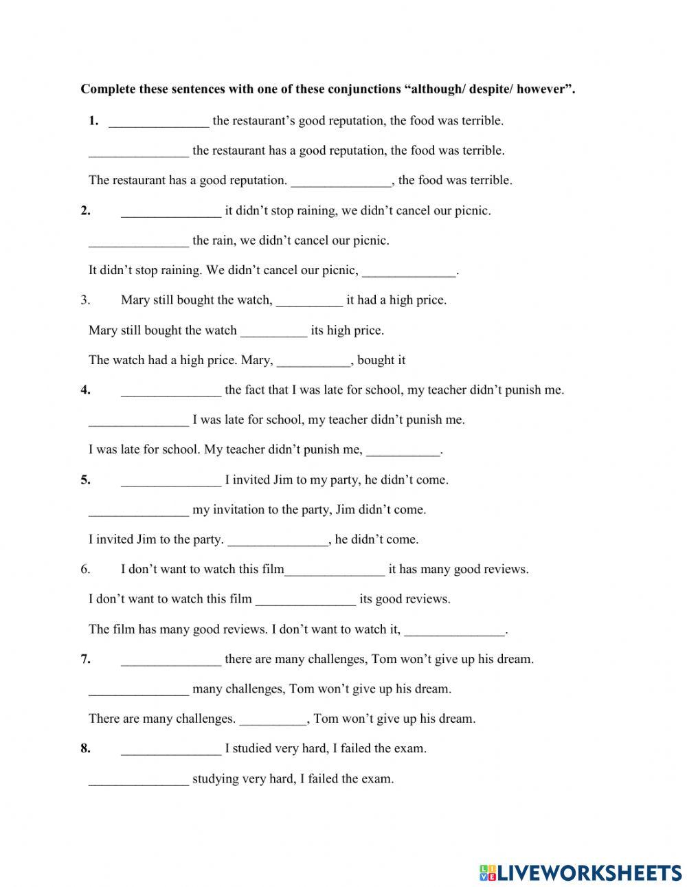 Although, despite, however 3274752 | minhnguyet_3001