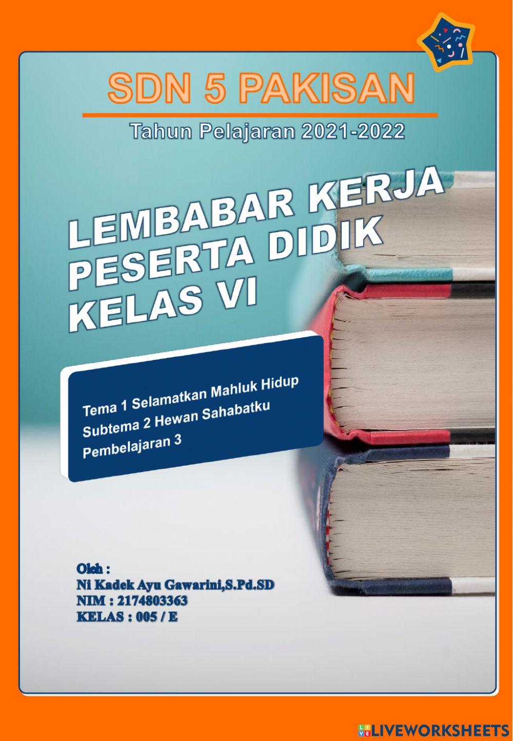 Lkpd kelas 6 tema 1 interactive worksheet | Live Worksheets