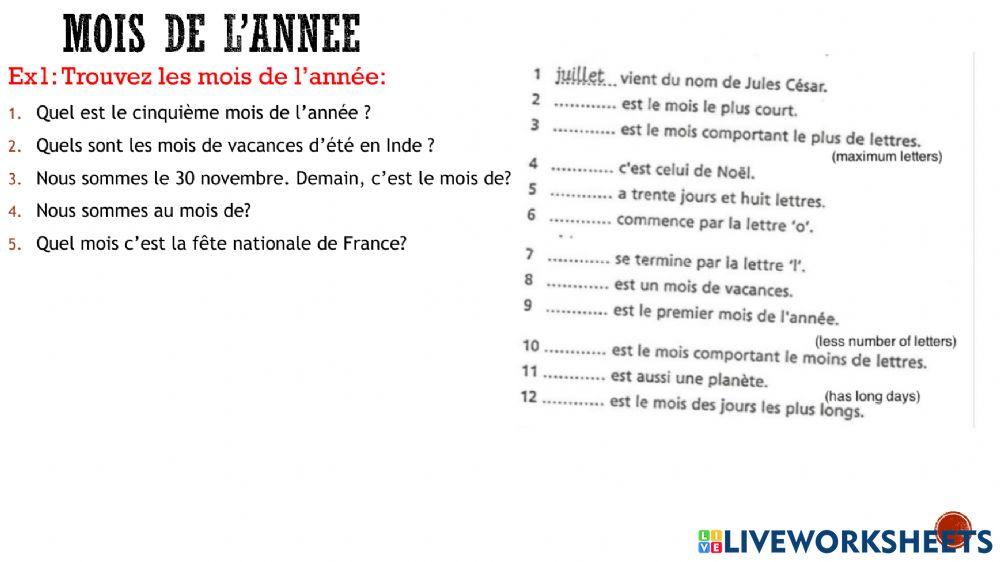 French Class 7 … | Free Interactive Worksheets | 3274940