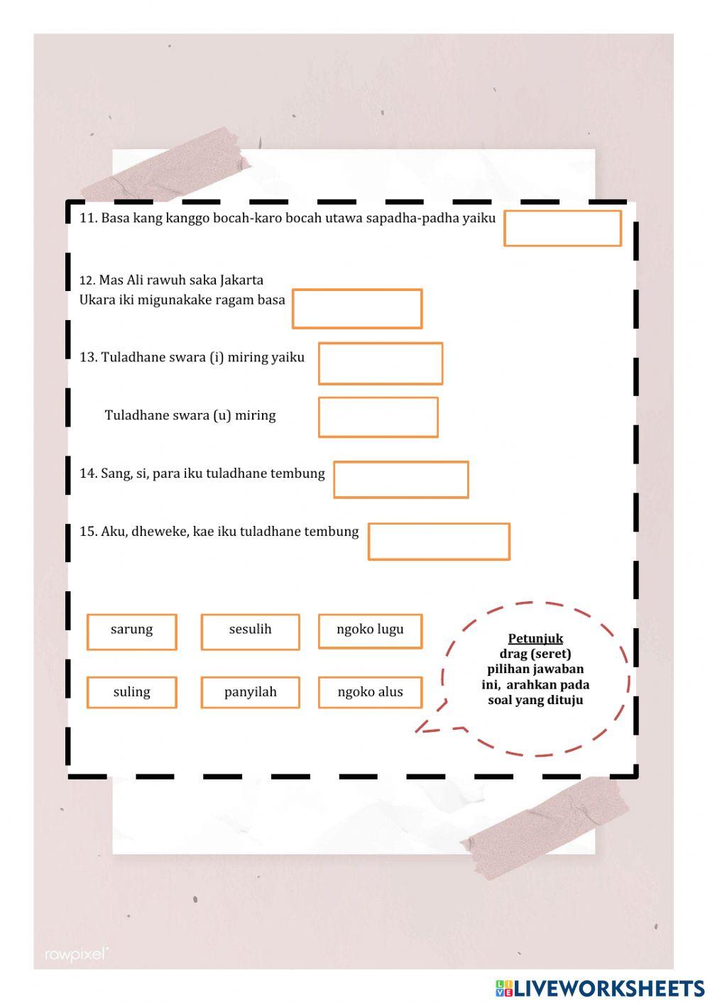 Ph teks tanggapan deskriptif worksheet | Live Worksheets