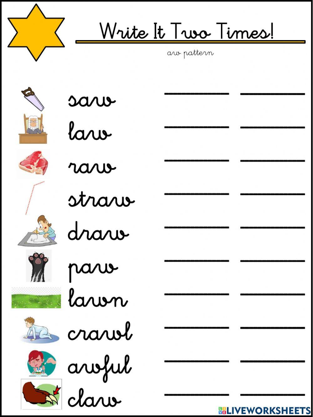Aw pattern exercise | Live Worksheets