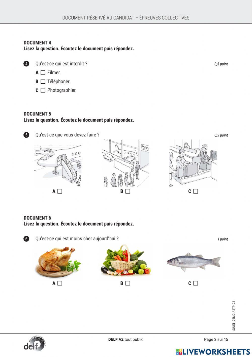 DELF A2 Compréh… | Free Interactive Worksheets | 6677808