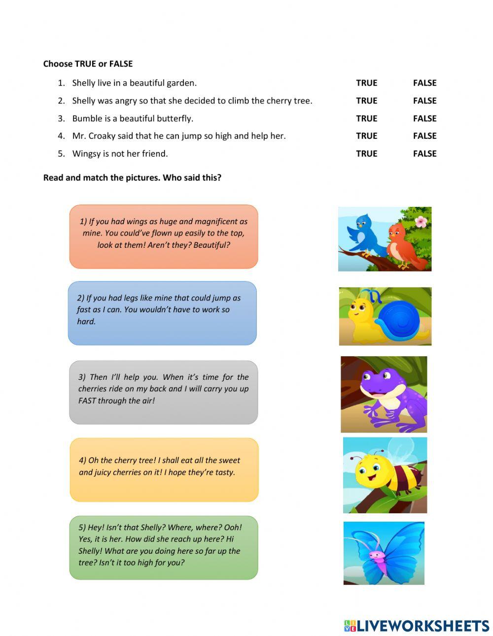 The Snail and the cherry tree worksheet | Live Worksheets