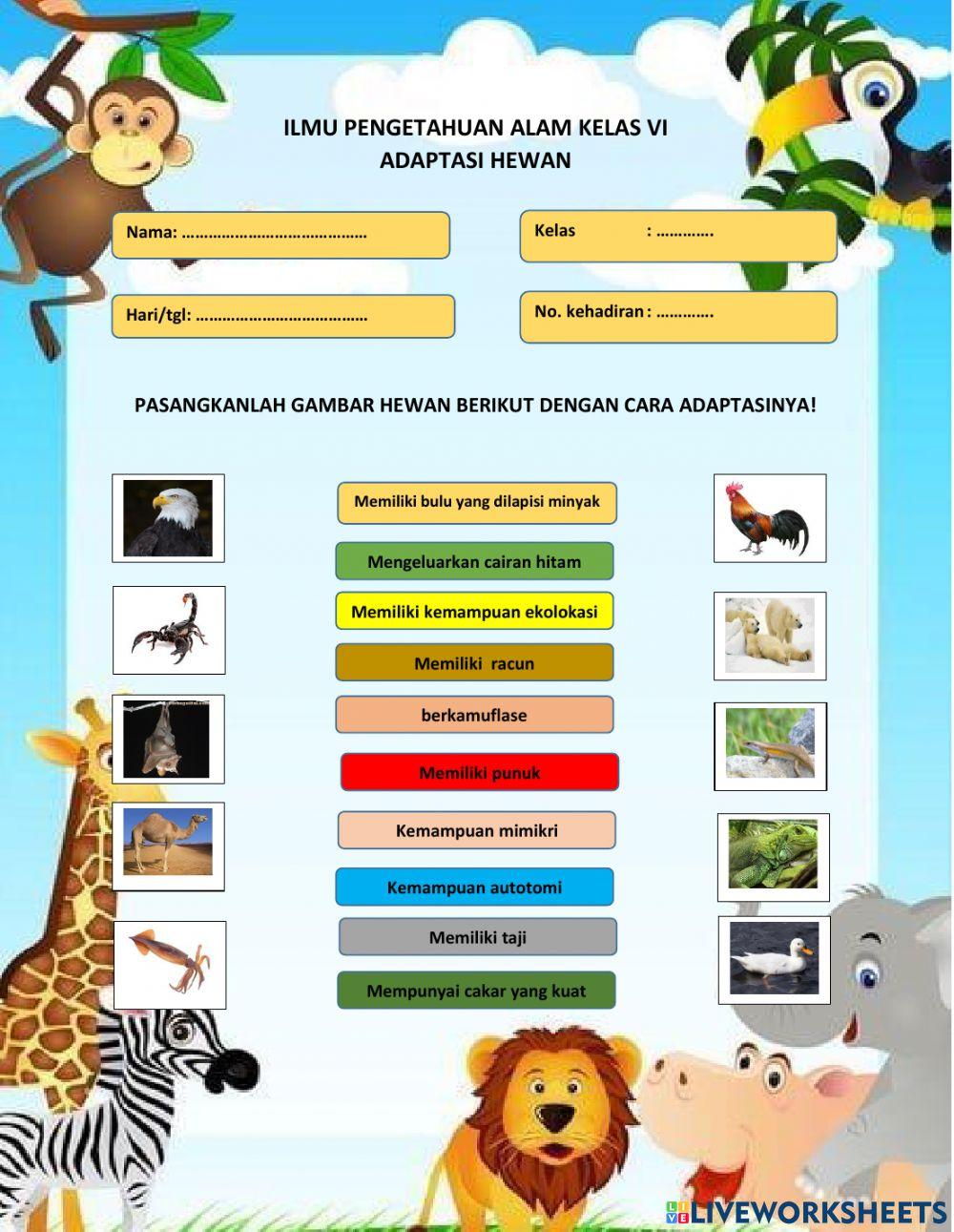 Adaptasi Hewan Dan Tumbuhan Worksheet Ipa Latihan Ada - vrogue.co