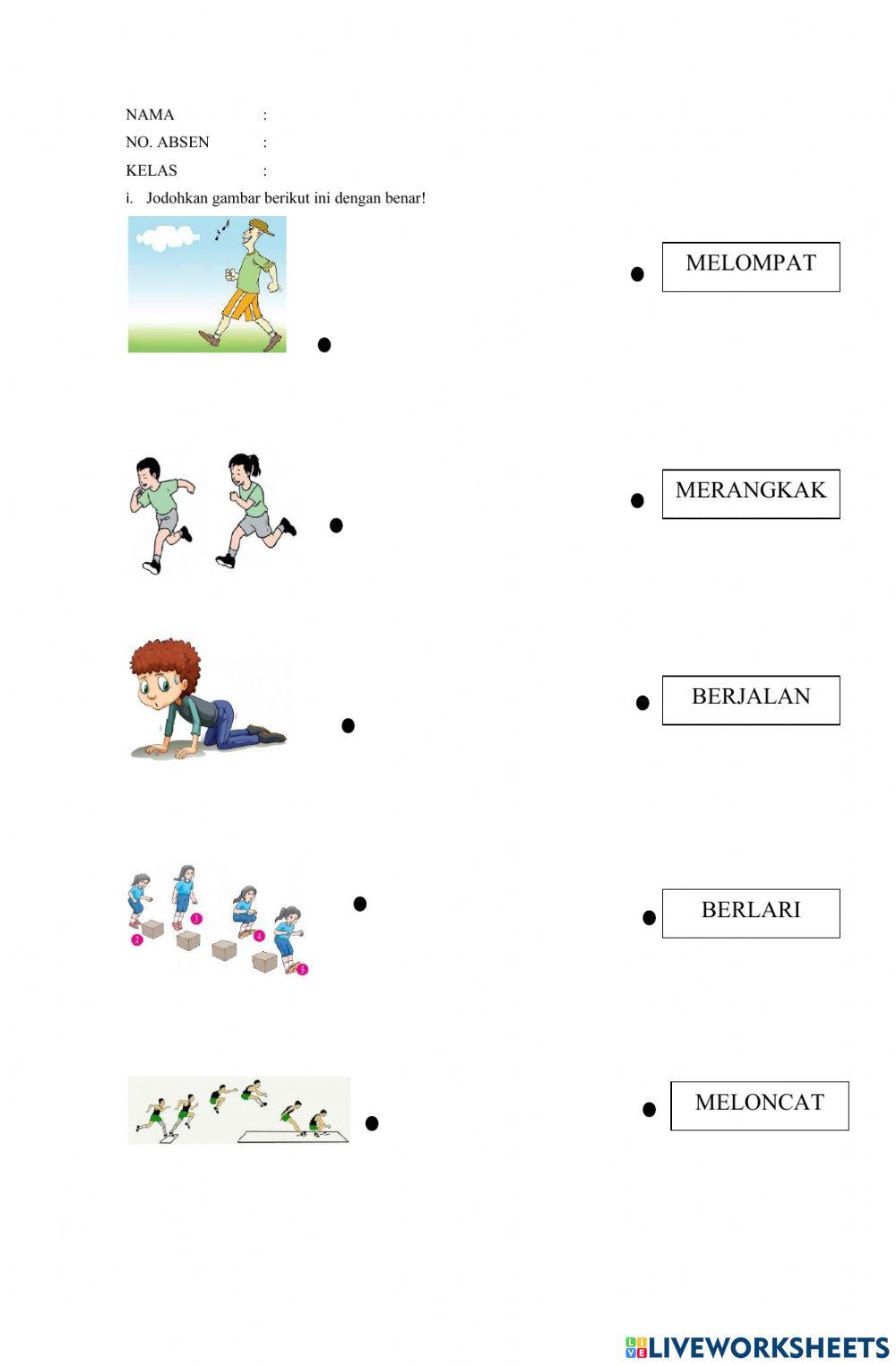 Gerak Lokomotor online worksheet | Live Worksheets
