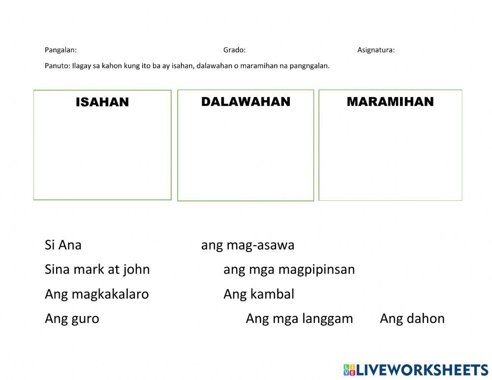 Ejercicio De Pagtutukoy Sa Kailanan Ng Pangngalan - vrogue.co