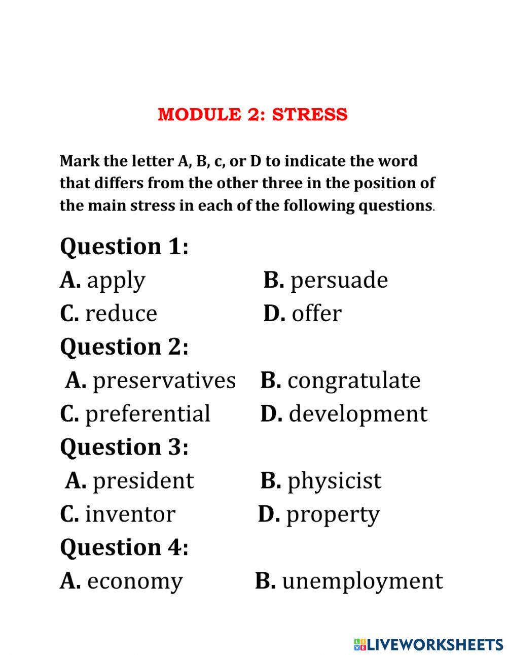 1225341 | Module 2: Stress | stareducation
