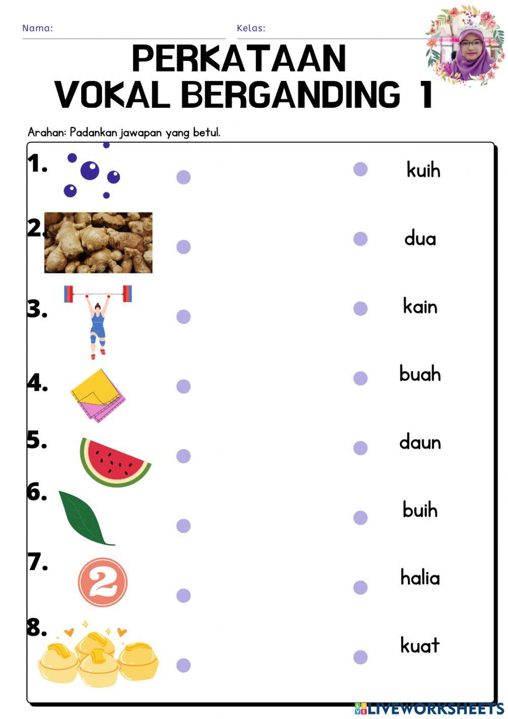 Perkataan vokal berganding online exercise | Live Worksheets