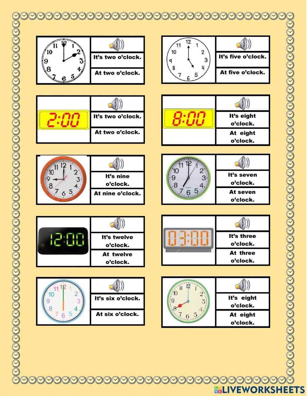 Time online exercise for 1 8 | Live Worksheets
