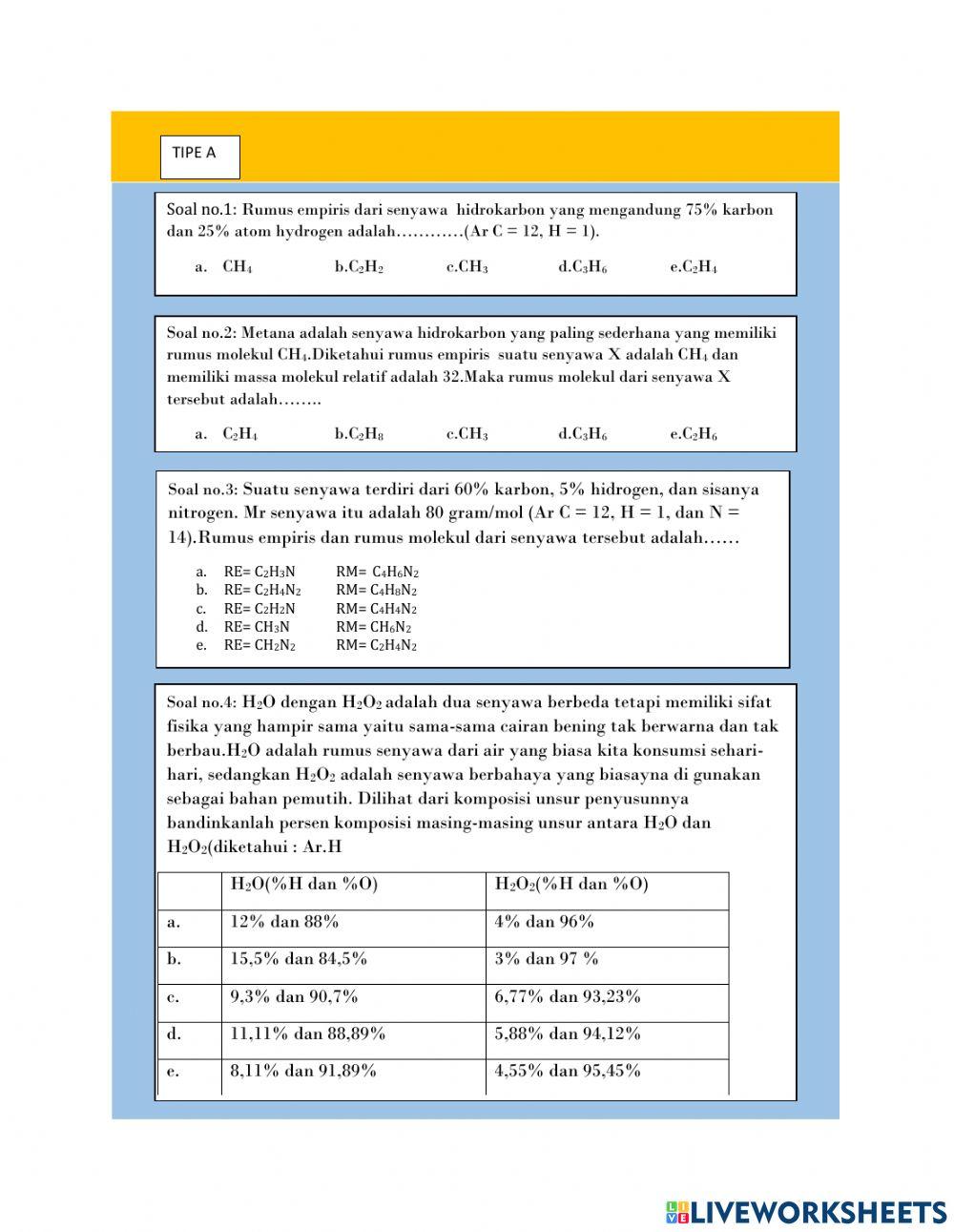 Rumus empiris d… | Free Interactive Worksheets | 1239047