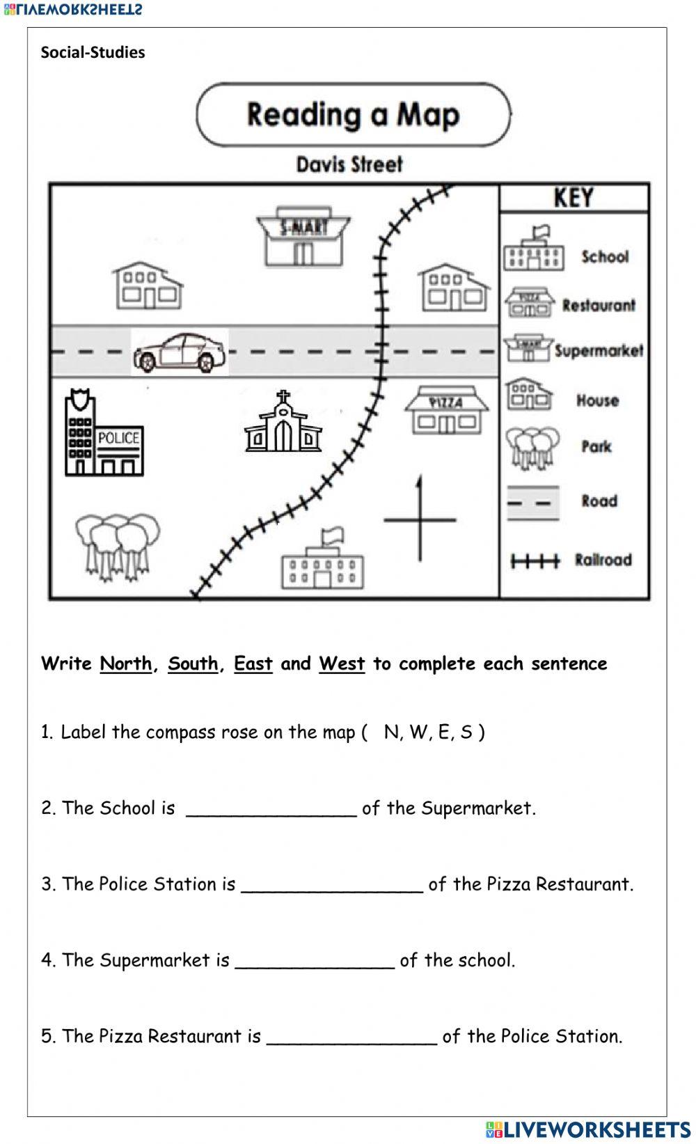 Reading A Map Online Exercise For Live Worksheets