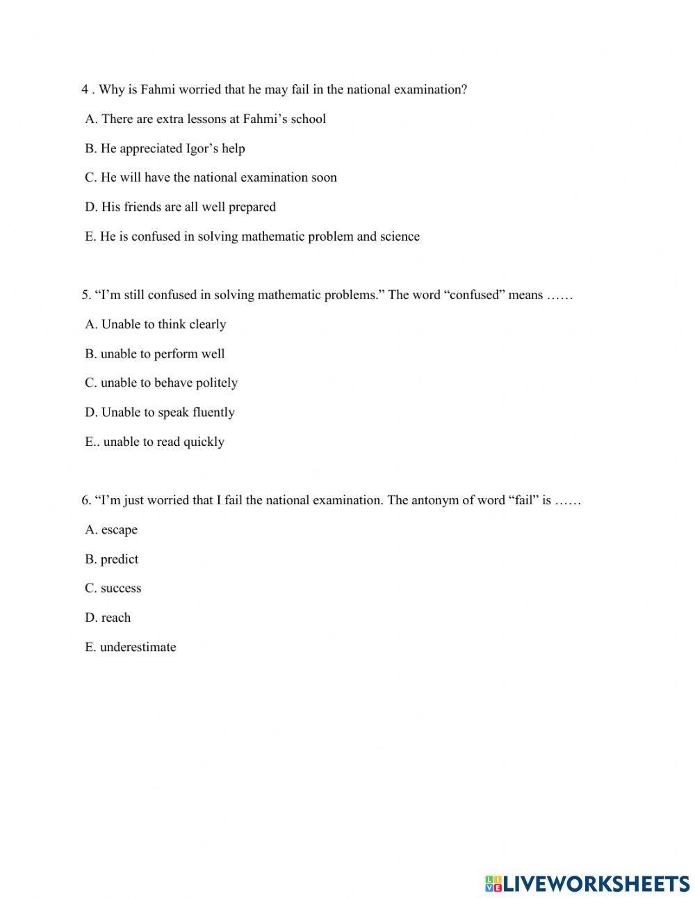 Exercise of Per… | Free Interactive Worksheets | 1240031