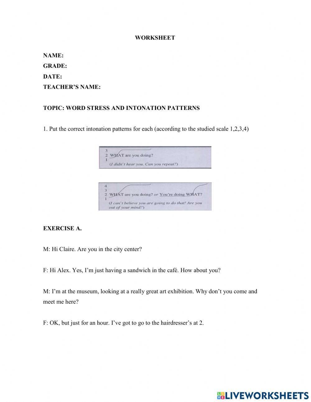 Word stress and… | Free Interactive Worksheets | 1240279