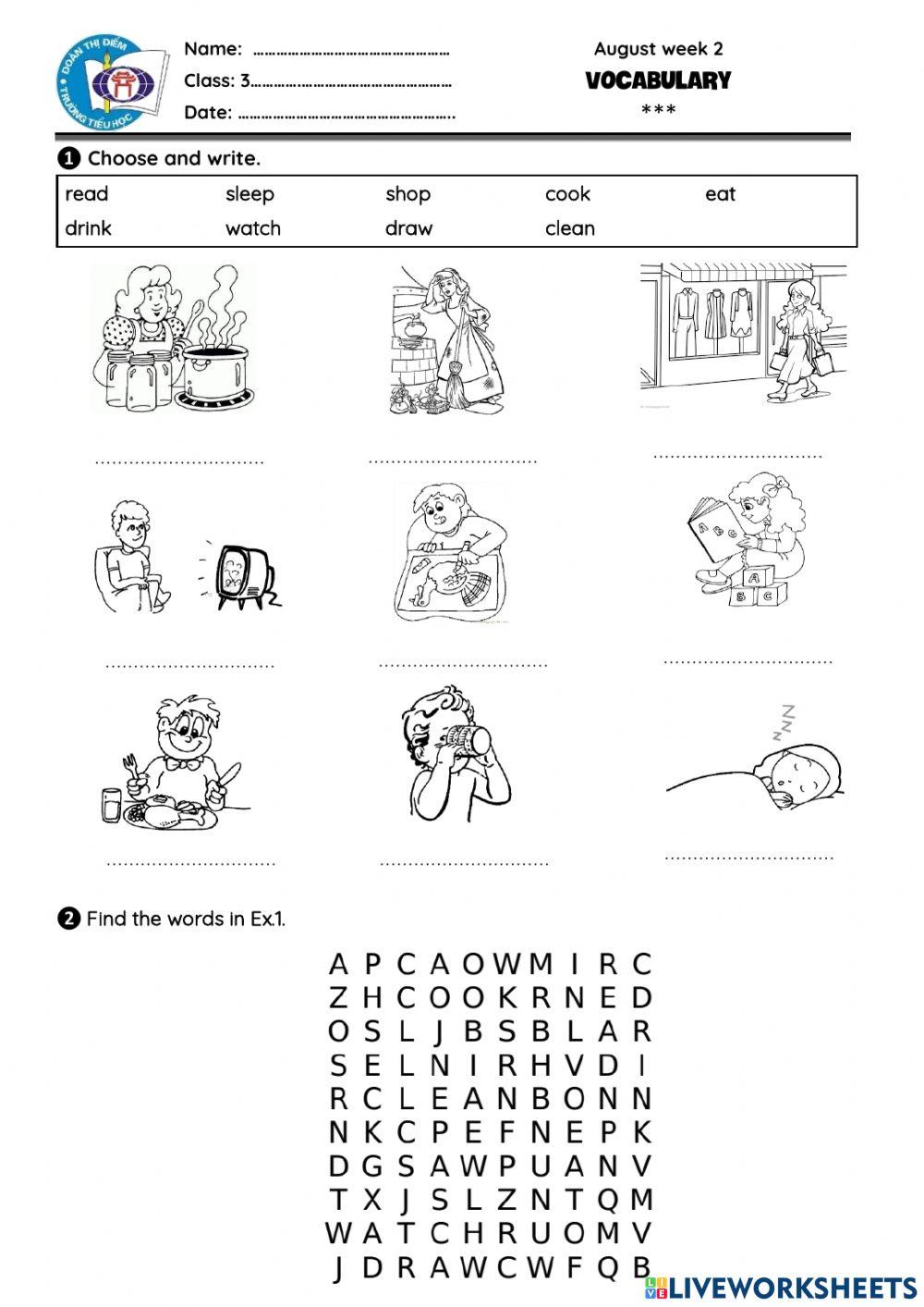 Vocabulary practice online exercise for 3 | Live Worksheets