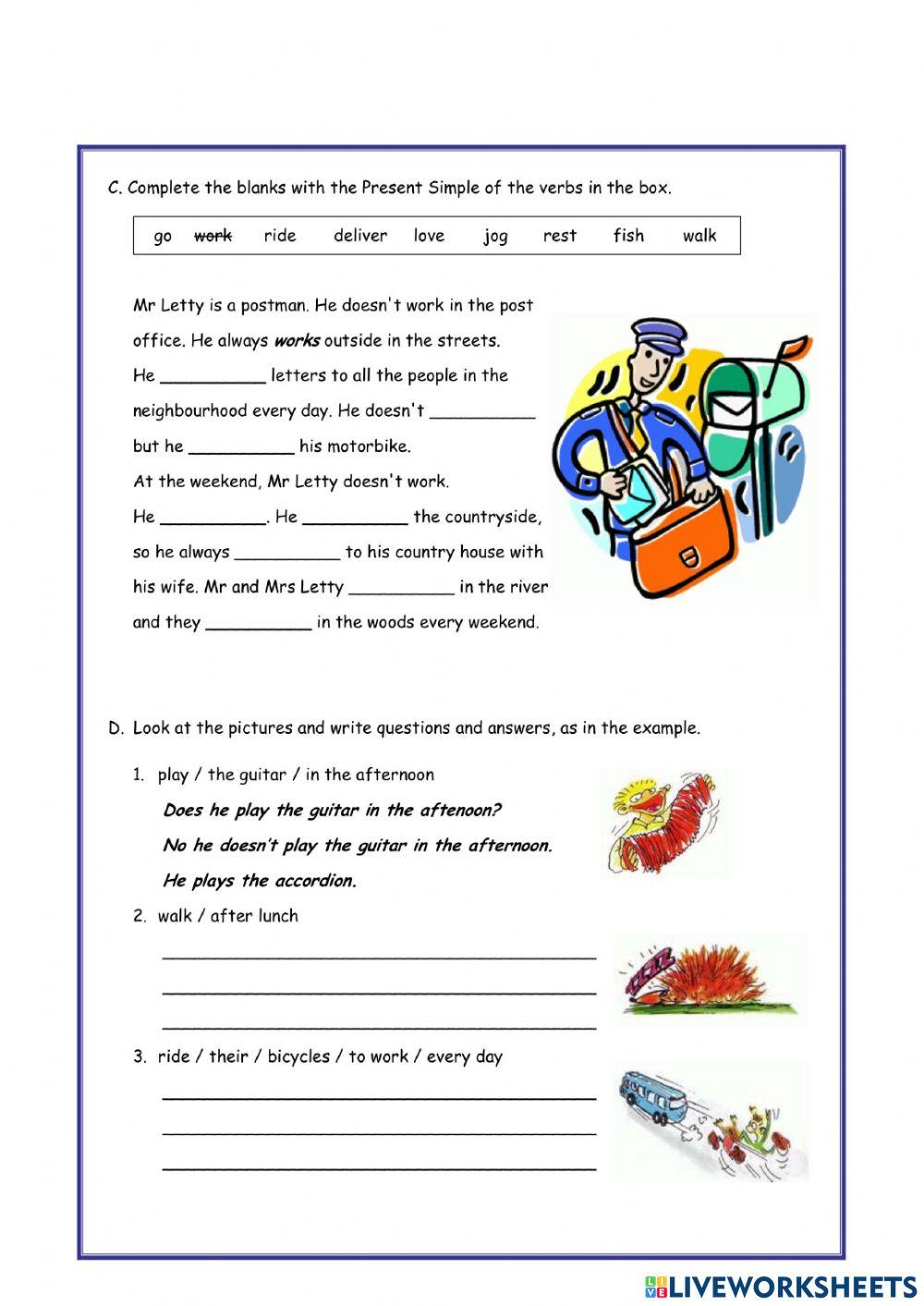 Present Simple worksheet 1 3633432 | urai1234 | Live