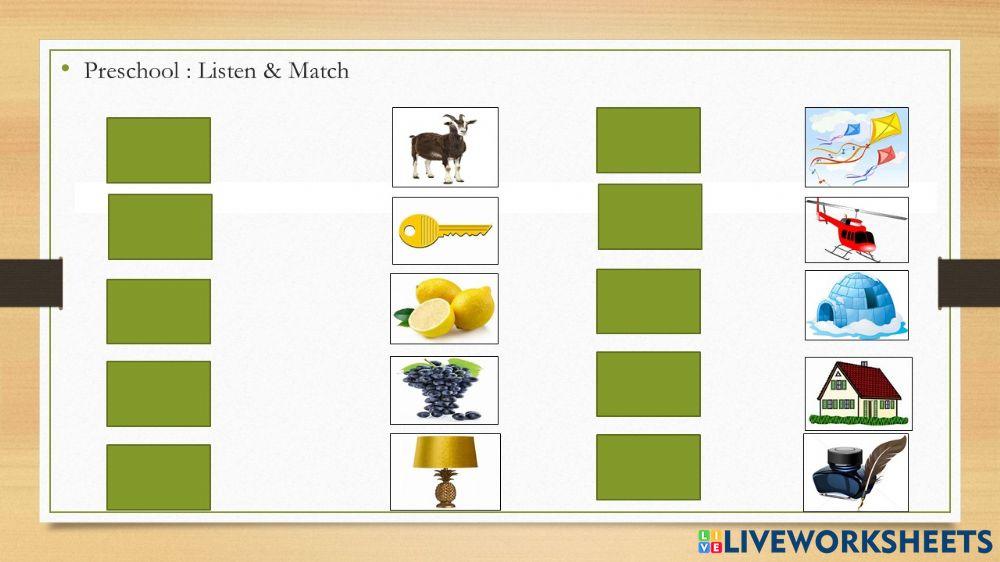 ENGLISH : Listen & match worksheet | Live Worksheets