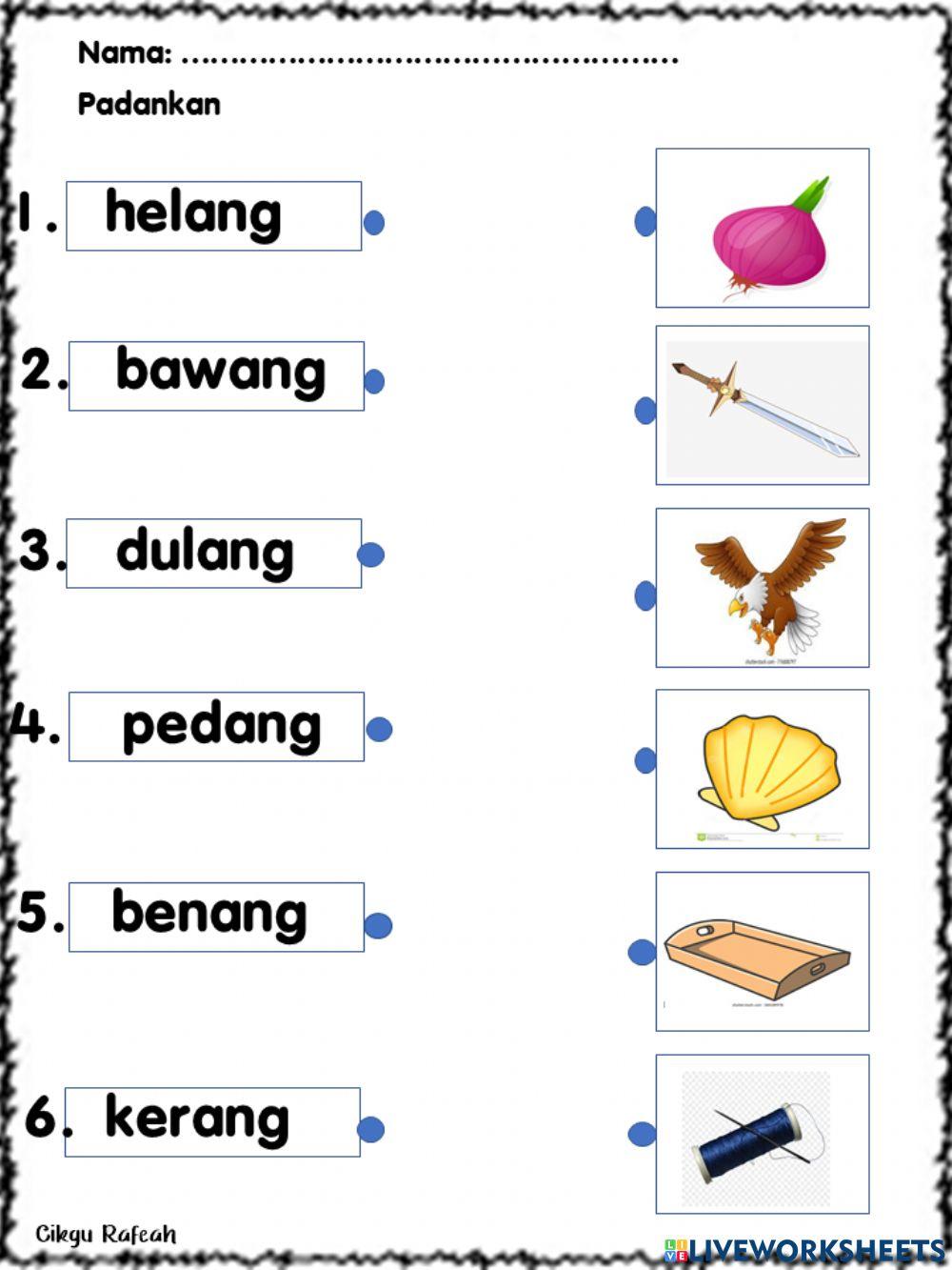 Padankan perkataan kvkk bhgn 1 worksheet | Live Worksheets