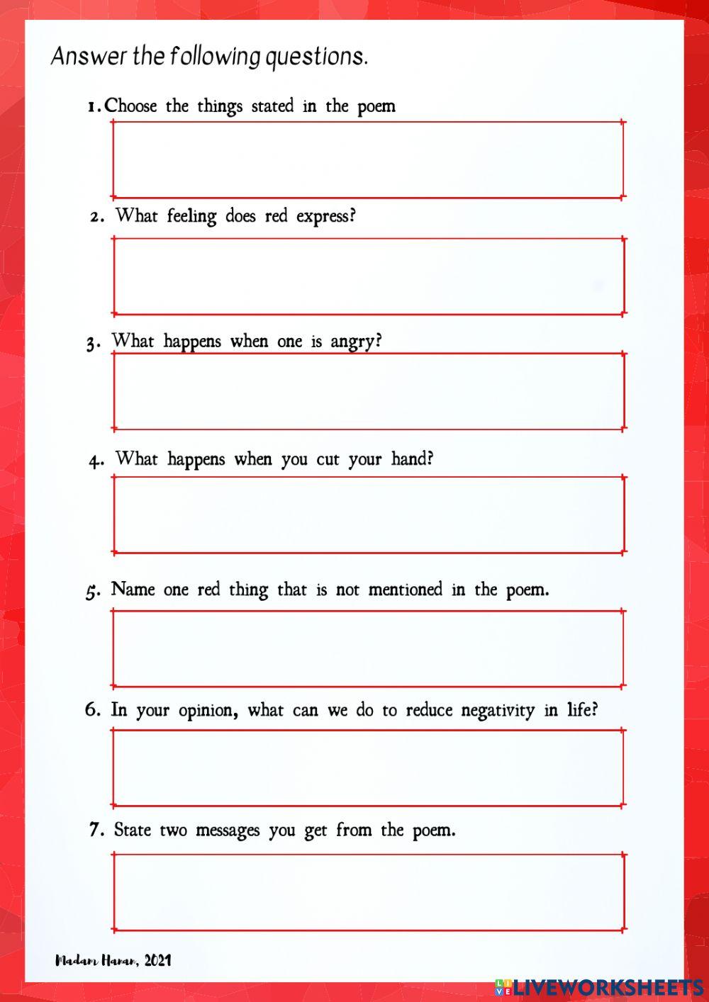 What is red? worksheet | Live Worksheets