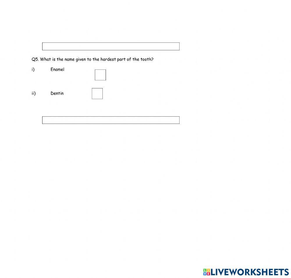 Tooth 1 worksheet | Live Worksheets