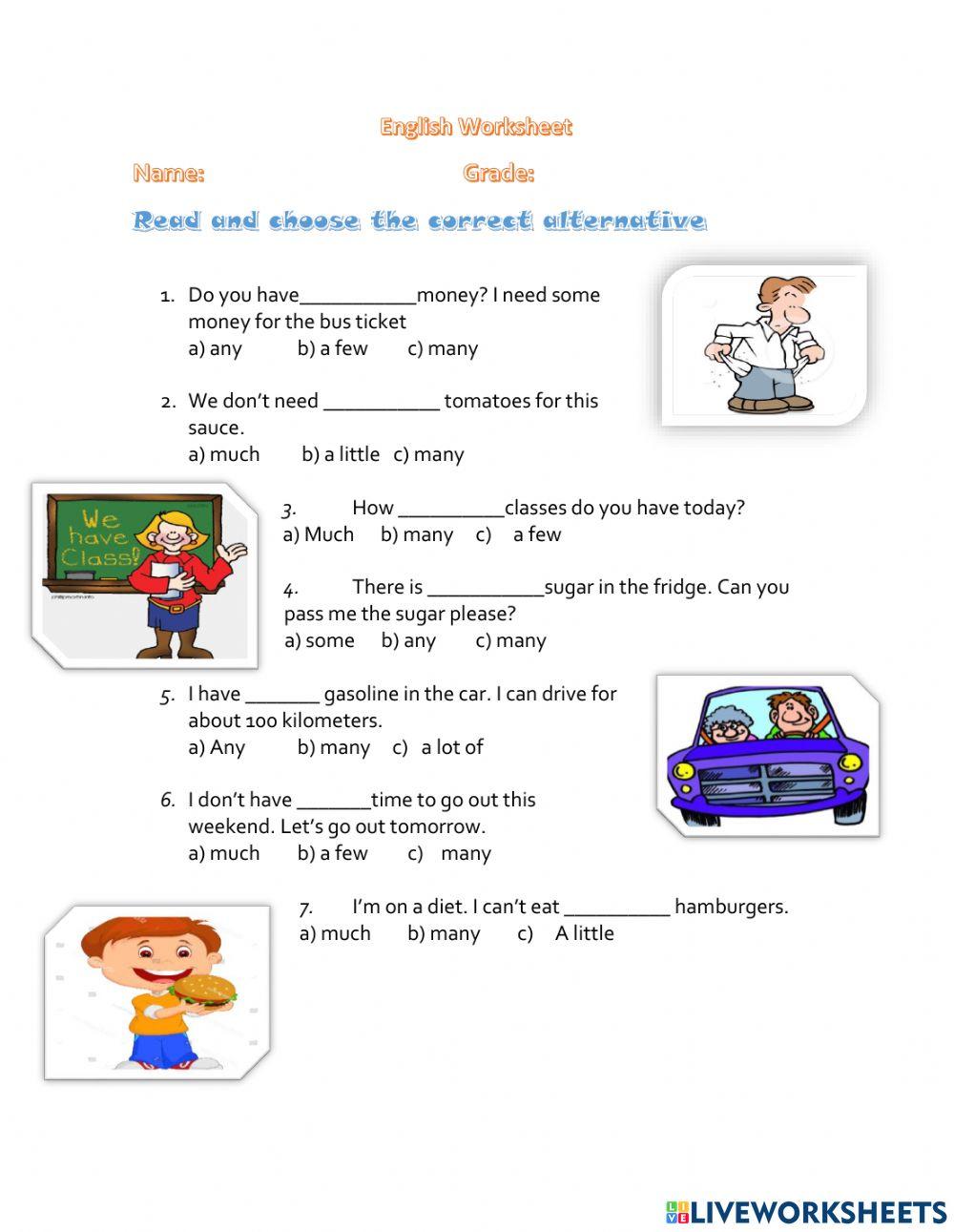 Quantifiers and modal verbs review 7th grade online exercise for | Live ...