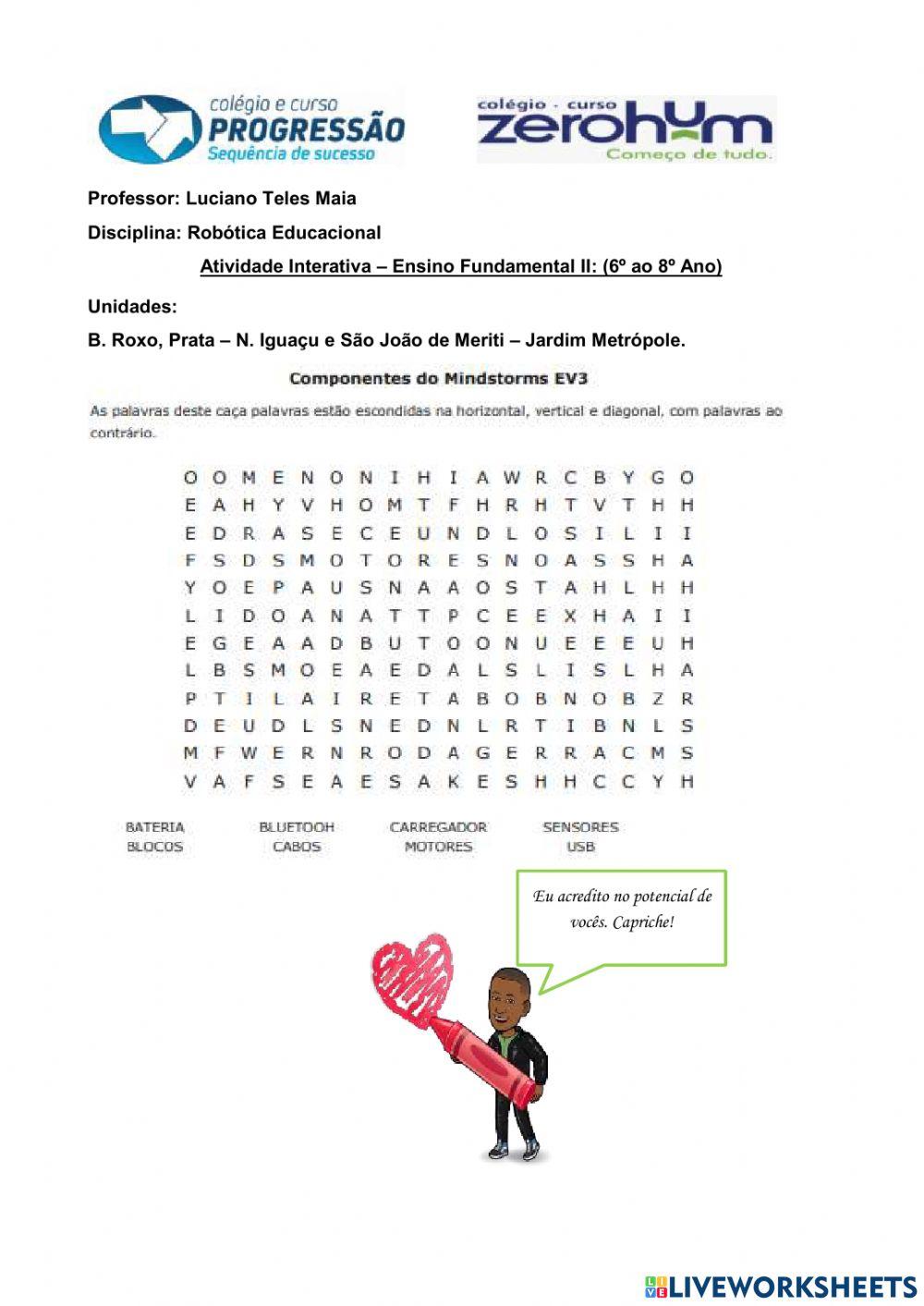 Componentes do Mindstorms EV3 worksheet | Live Worksheets