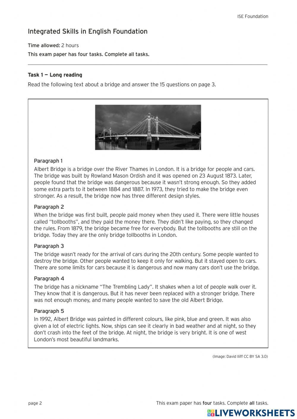 Ise foundation sample paper 2 worksheet | Live Worksheets