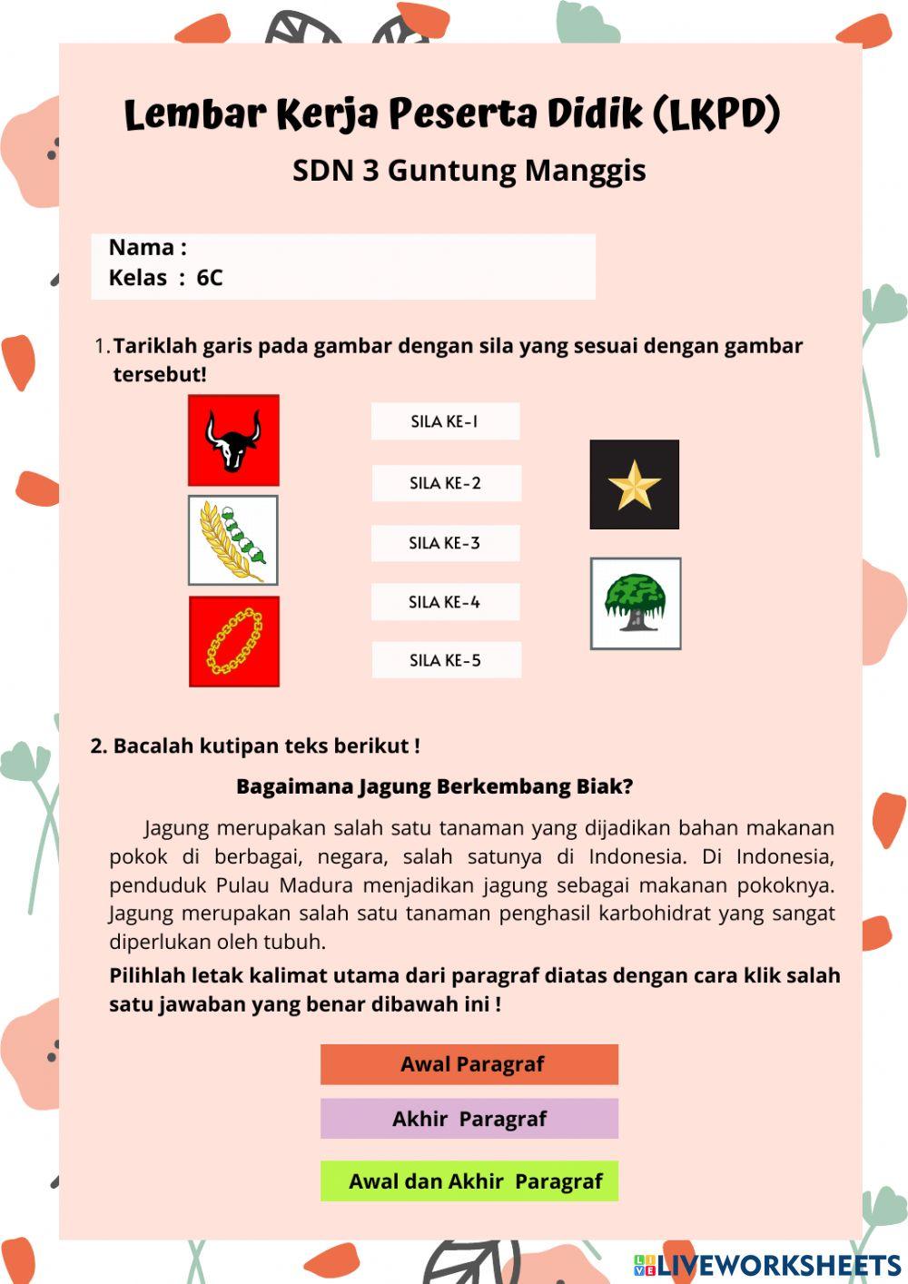 Interaktif LKPD tema 1 kelas 6 worksheet | Live Worksheets