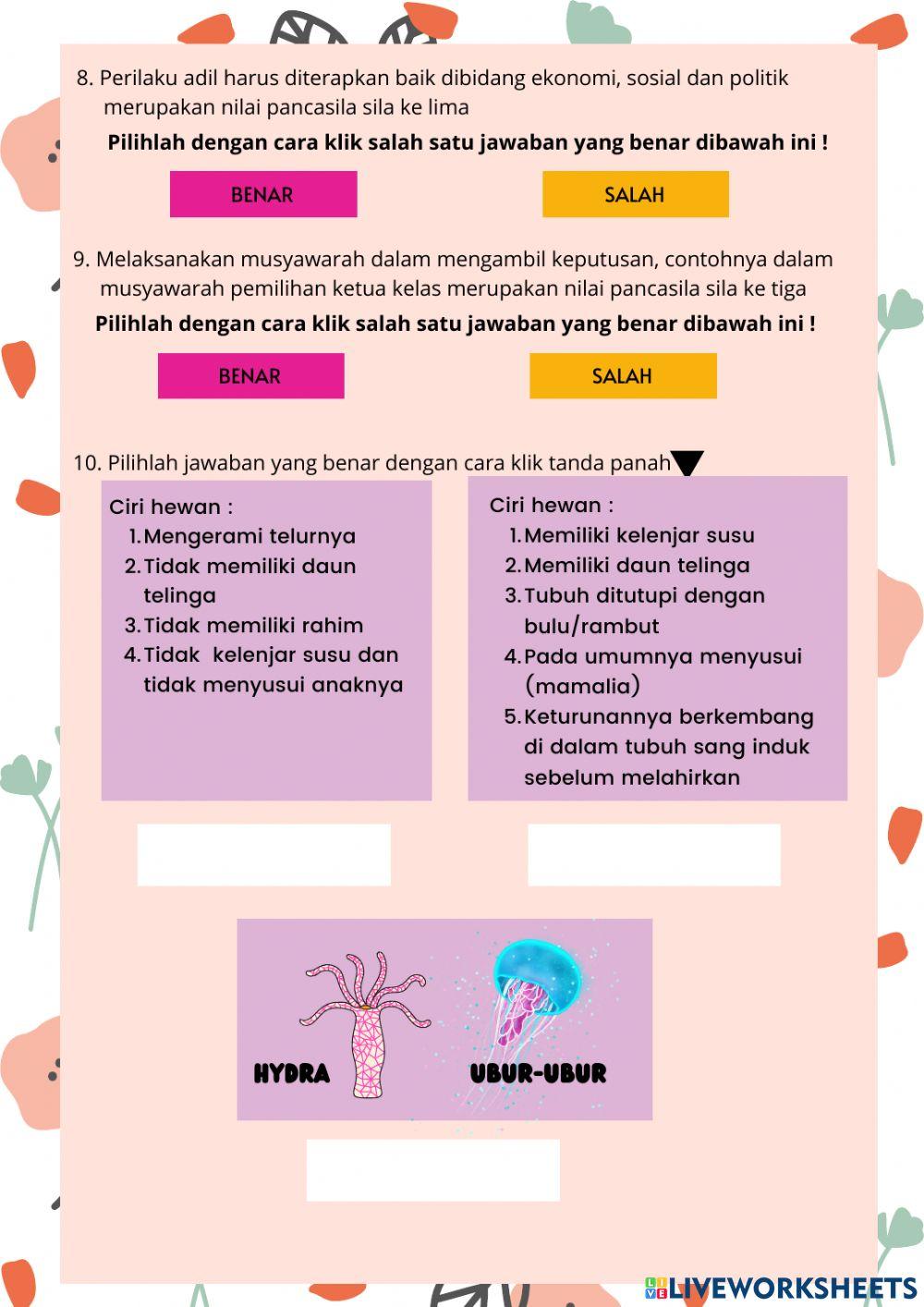 Interaktif LKPD tema 1 kelas 6 worksheet | Live Worksheets