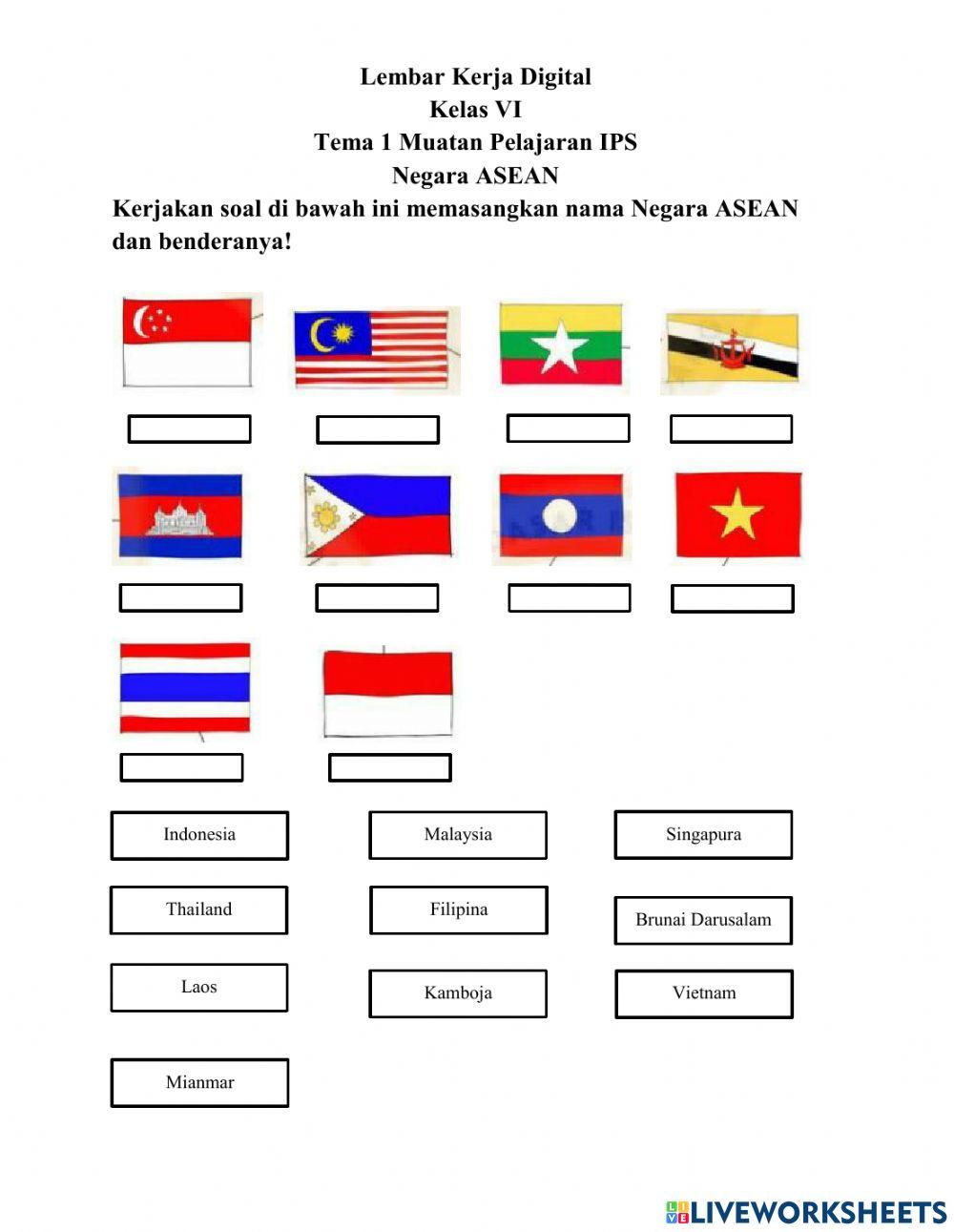 LKS Tema 1 IPS Negara ASEAN worksheet | Live Worksheets