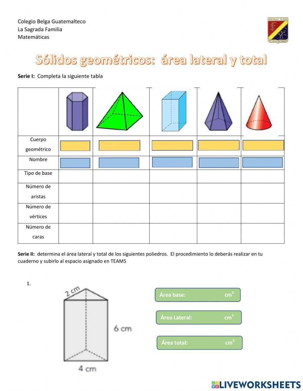 Área lateral y … | Free Interactive Worksheets | 6678779