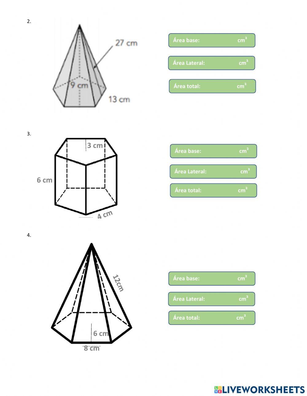 Área lateral y … | Free Interactive Worksheets | 6678779