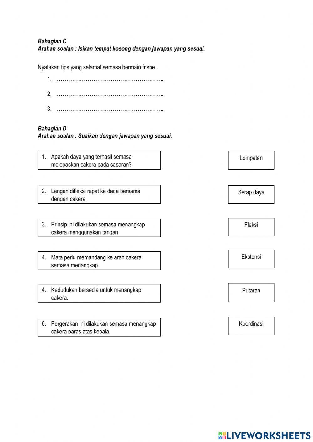 Unit 6 : Frisbee interactive worksheet | Live Worksheets