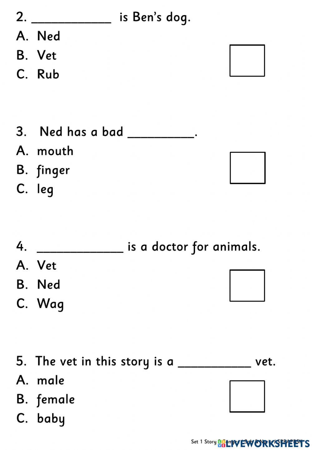 RWI Green Books comprehension online exercise for | Live Worksheets
