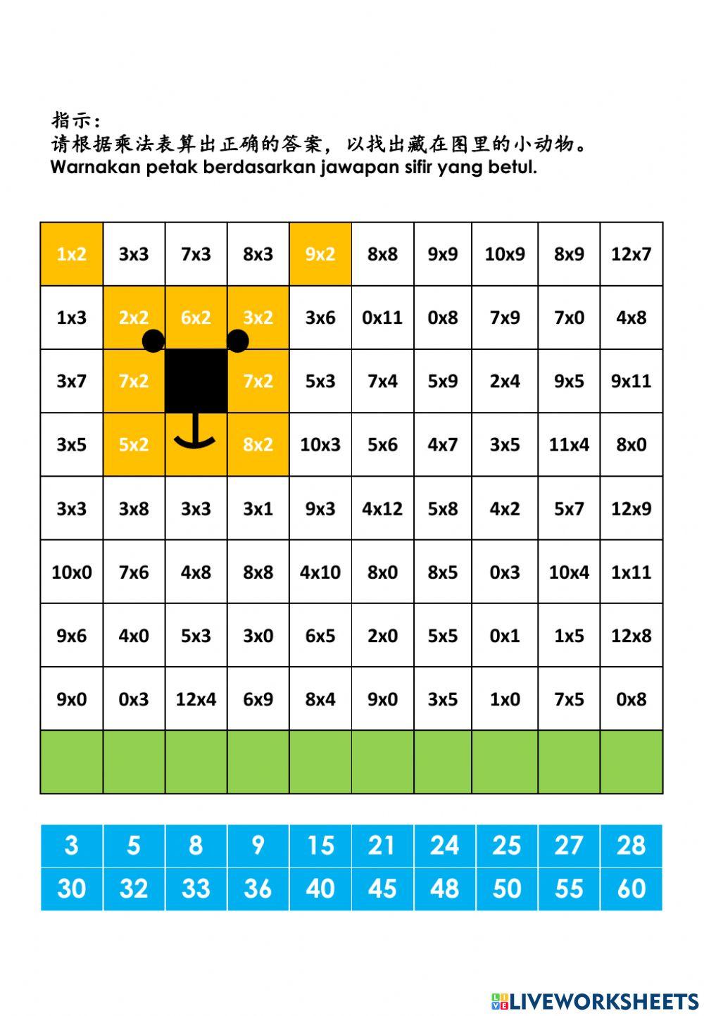 Multiplication online exercise for 3 | Live Worksheets