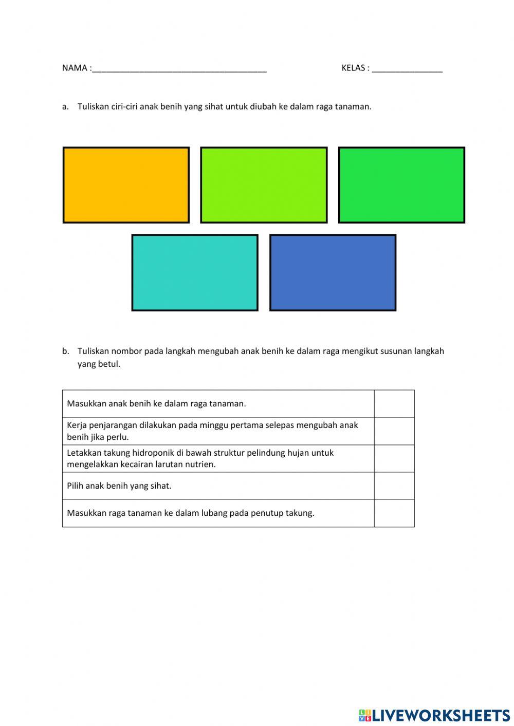 RBT T5: Kaedah mengubah anak benih worksheet | Live Worksheets