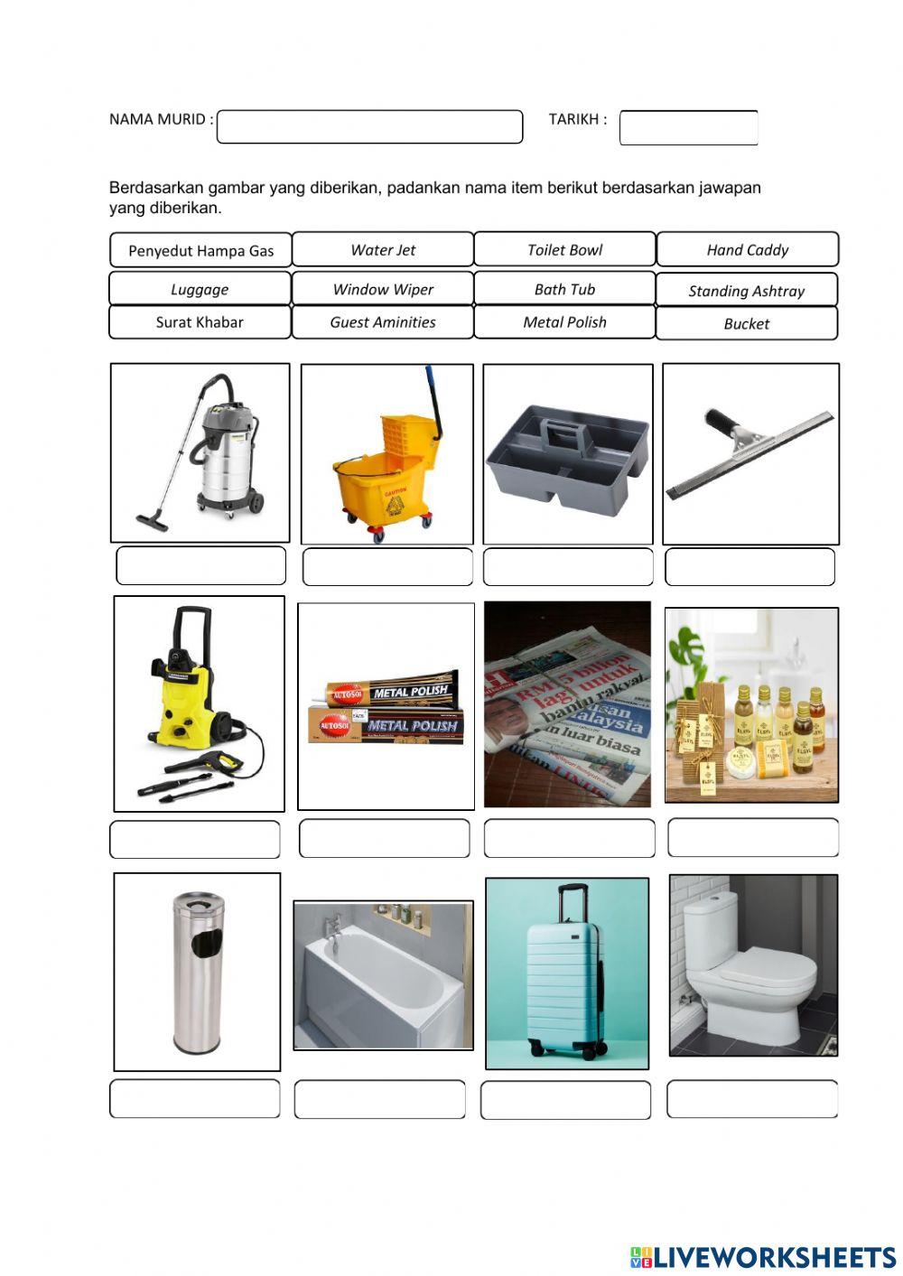 Housekeeping item worksheet | Live Worksheets