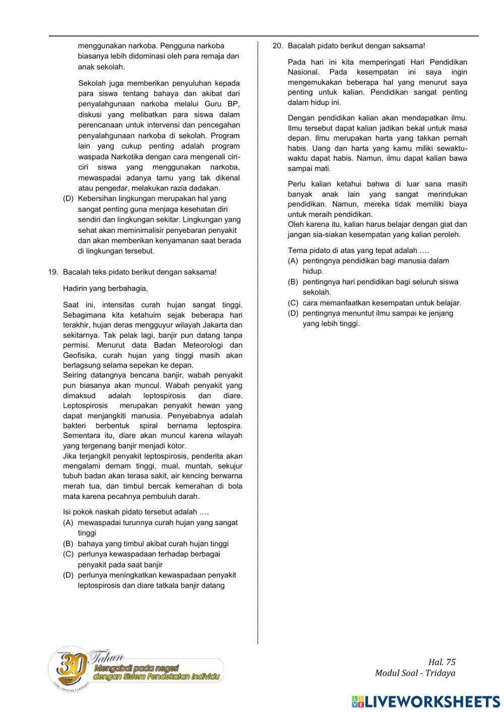 Teks Pidato Per… | Free Interactive Worksheets | 1244297