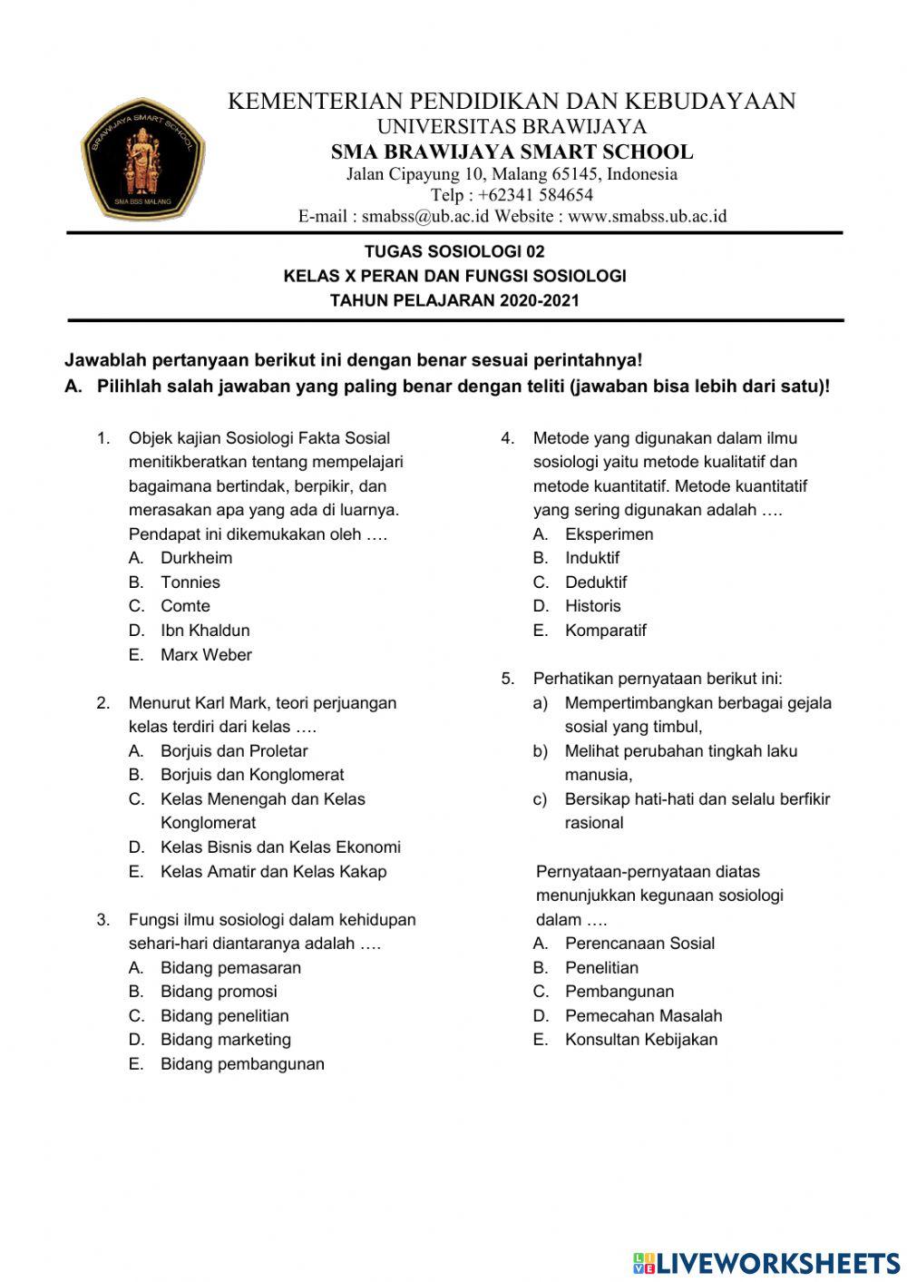 Peran dan Kegunaan Sosiologi 1244314 | Febrian Ika