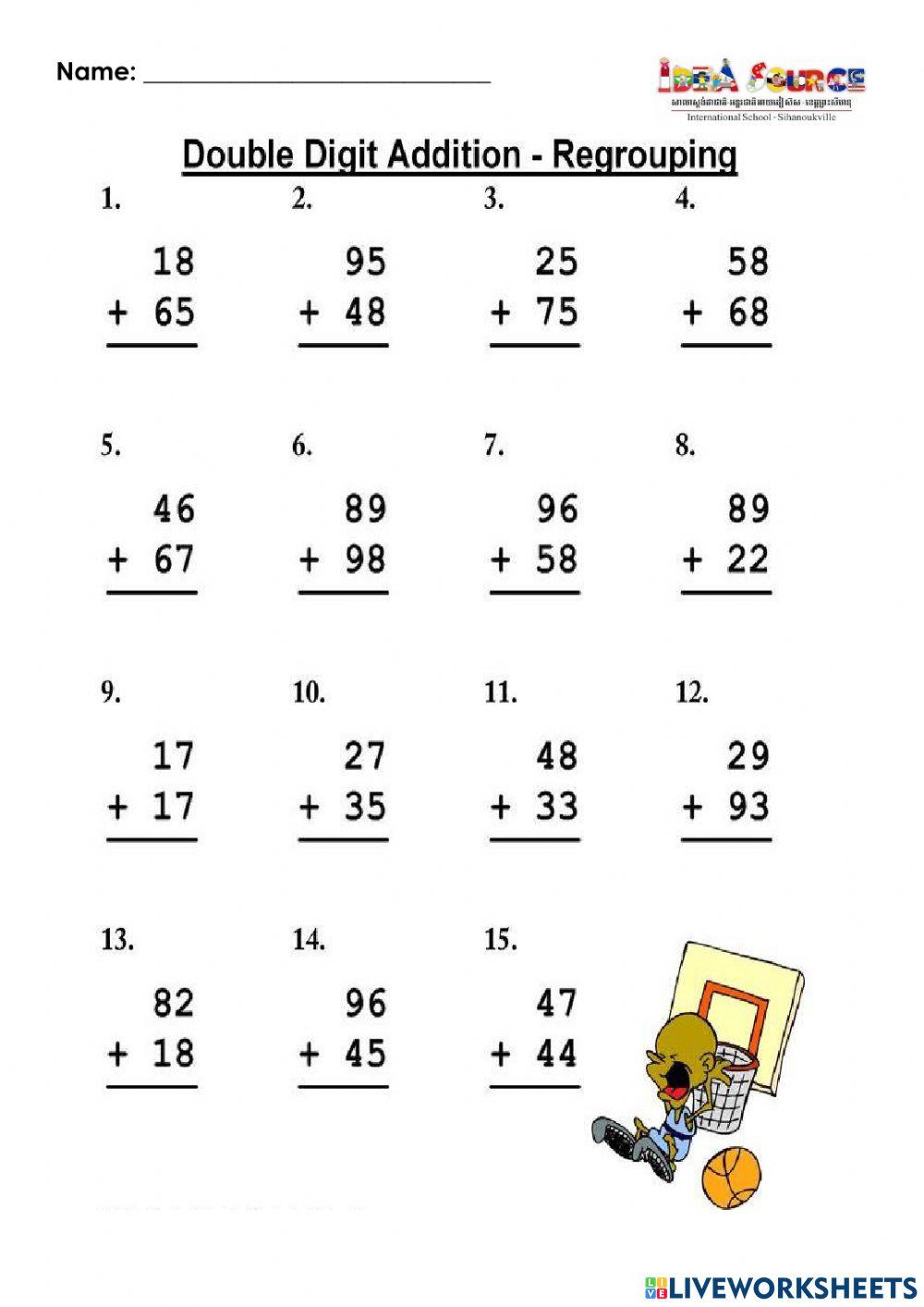 Double Addition with Regrouping online exercise for | Live Worksheets