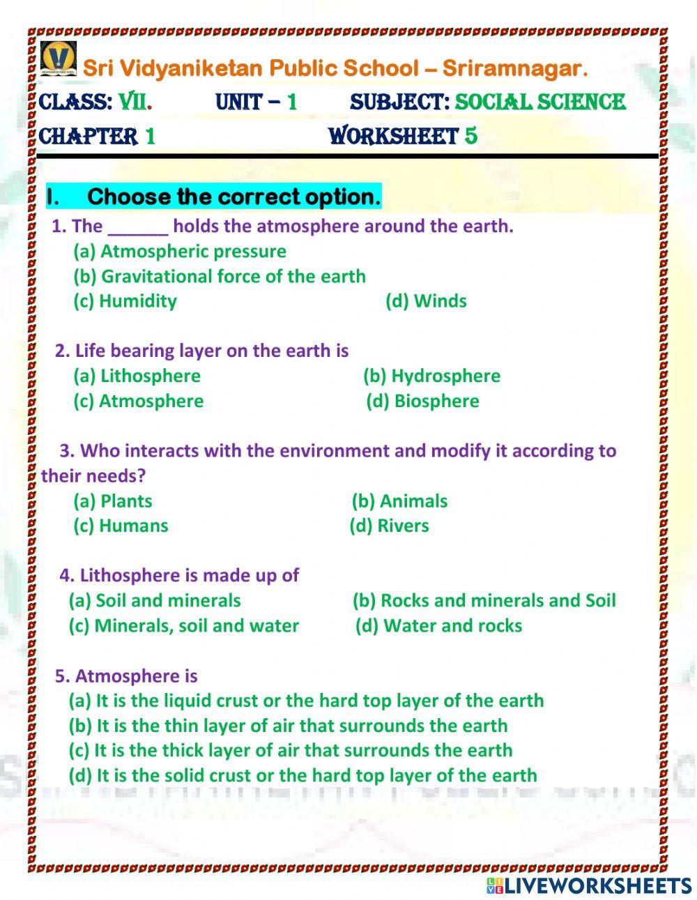 Environment online pdf worksheet | Live Worksheets