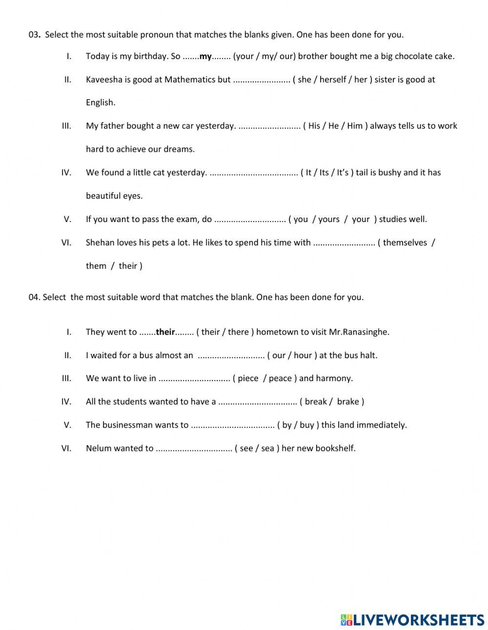 Question No.4 worksheet | Live Worksheets