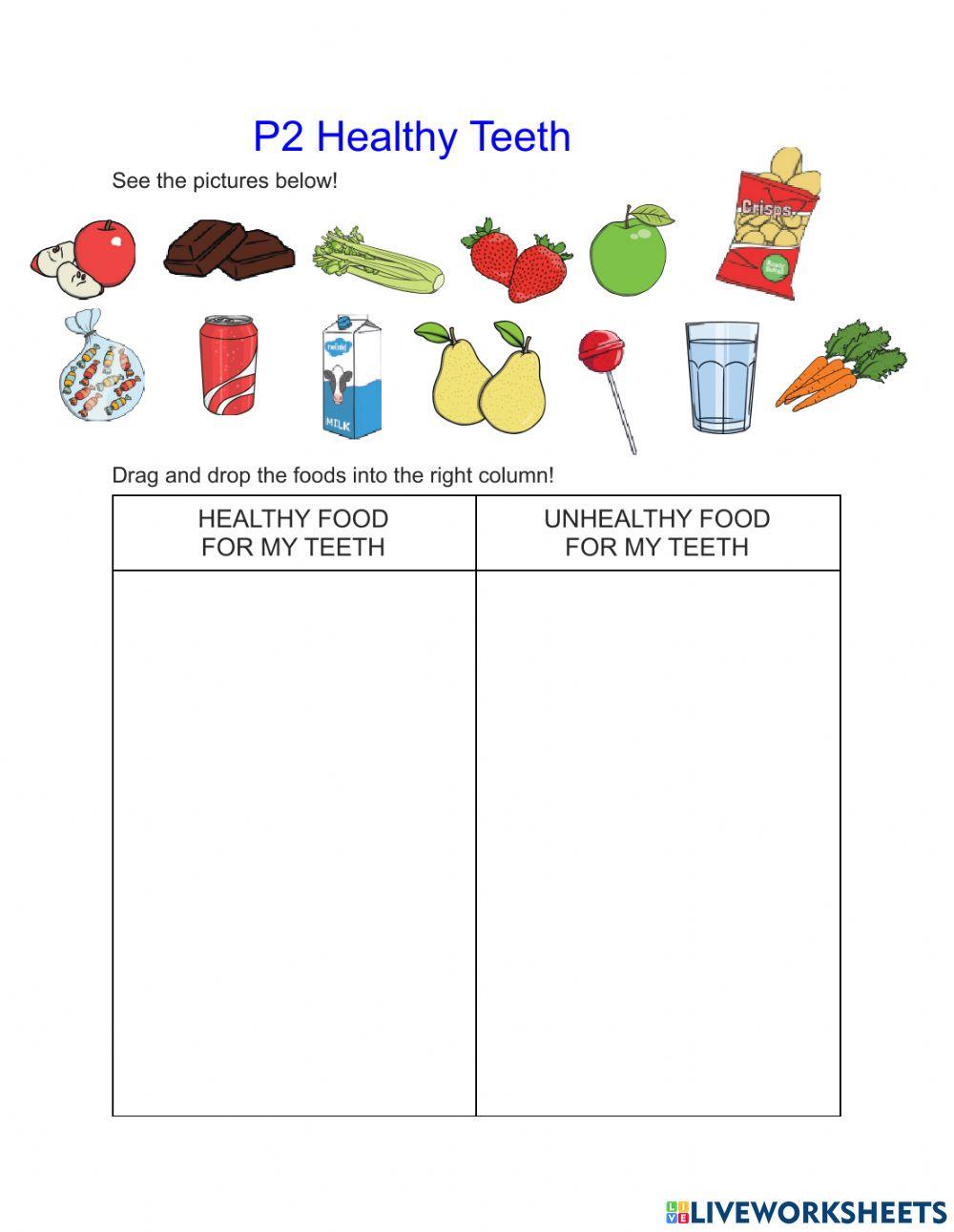 Healthy teeth activity | Live Worksheets