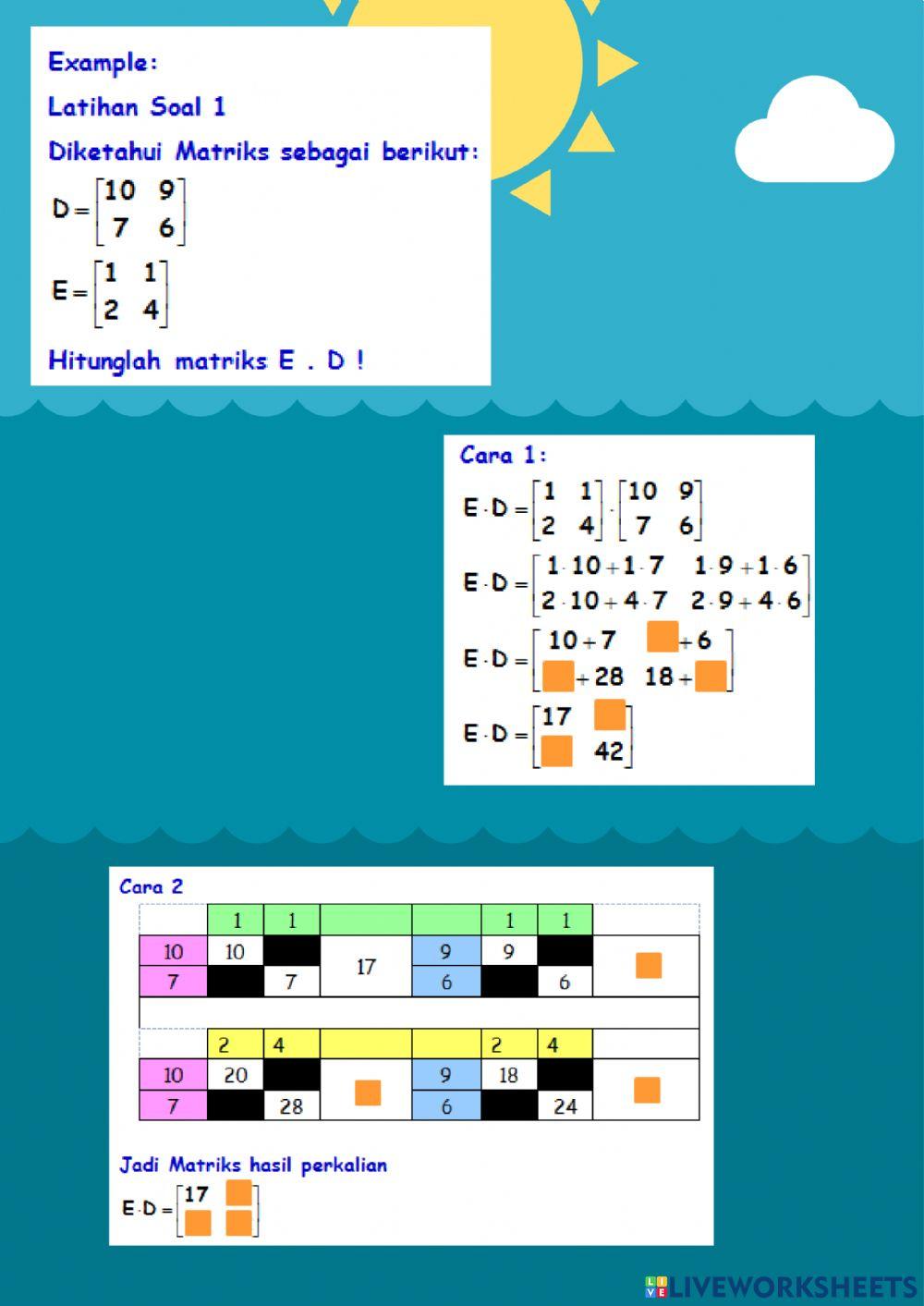 LKPD Operasi Matriks Part 2 worksheet | Live Worksheets