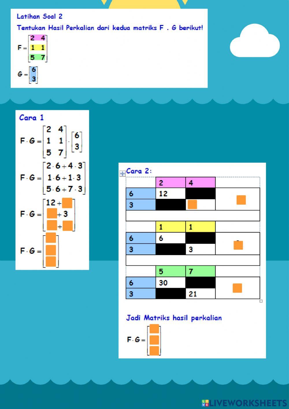 LKPD Operasi Matriks Part 2 worksheet | Live Worksheets