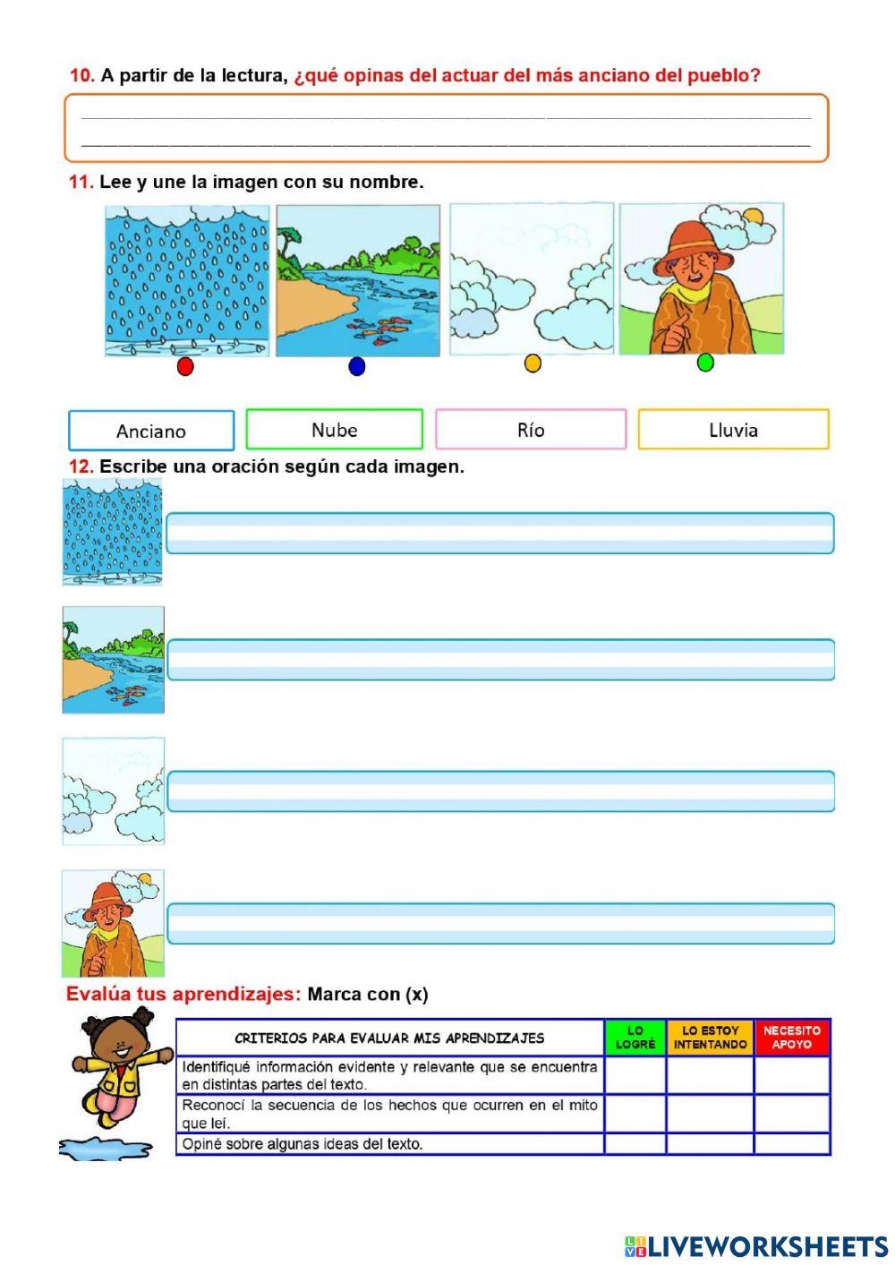 La lluvia intensa worksheet | Live Worksheets