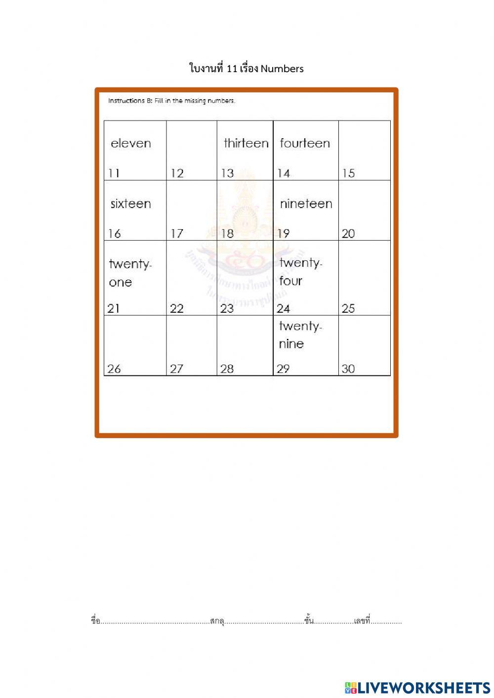 Numbers online exercise for P.1-P.6 | Live Worksheets