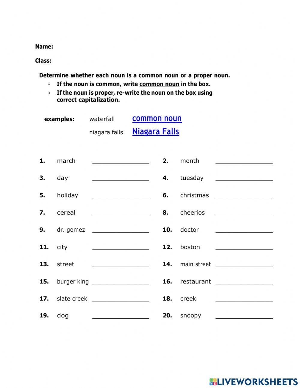 Nouns online exercise for 4 | Live Worksheets