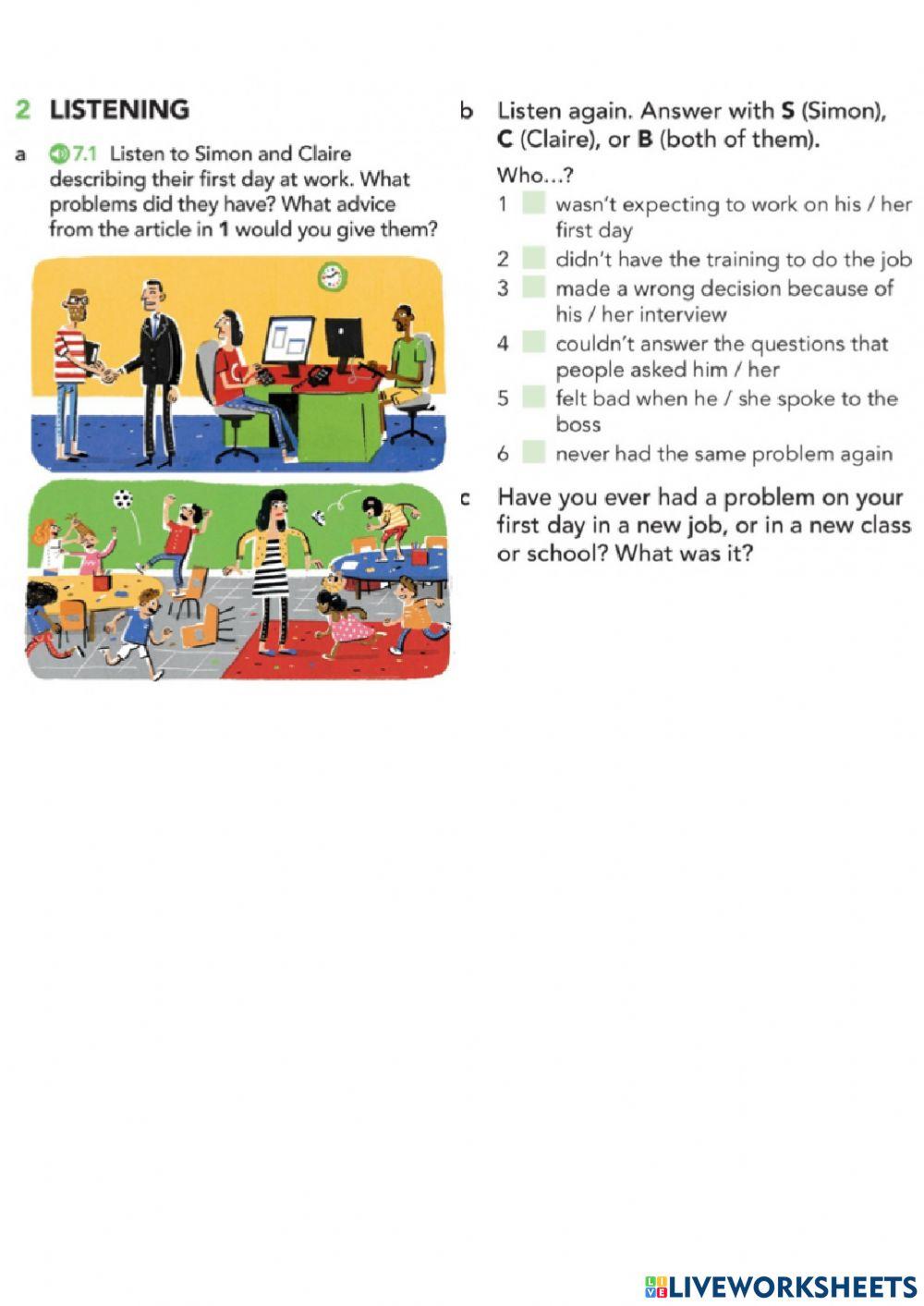 First day nerves | Free Interactive Worksheets | 3282825